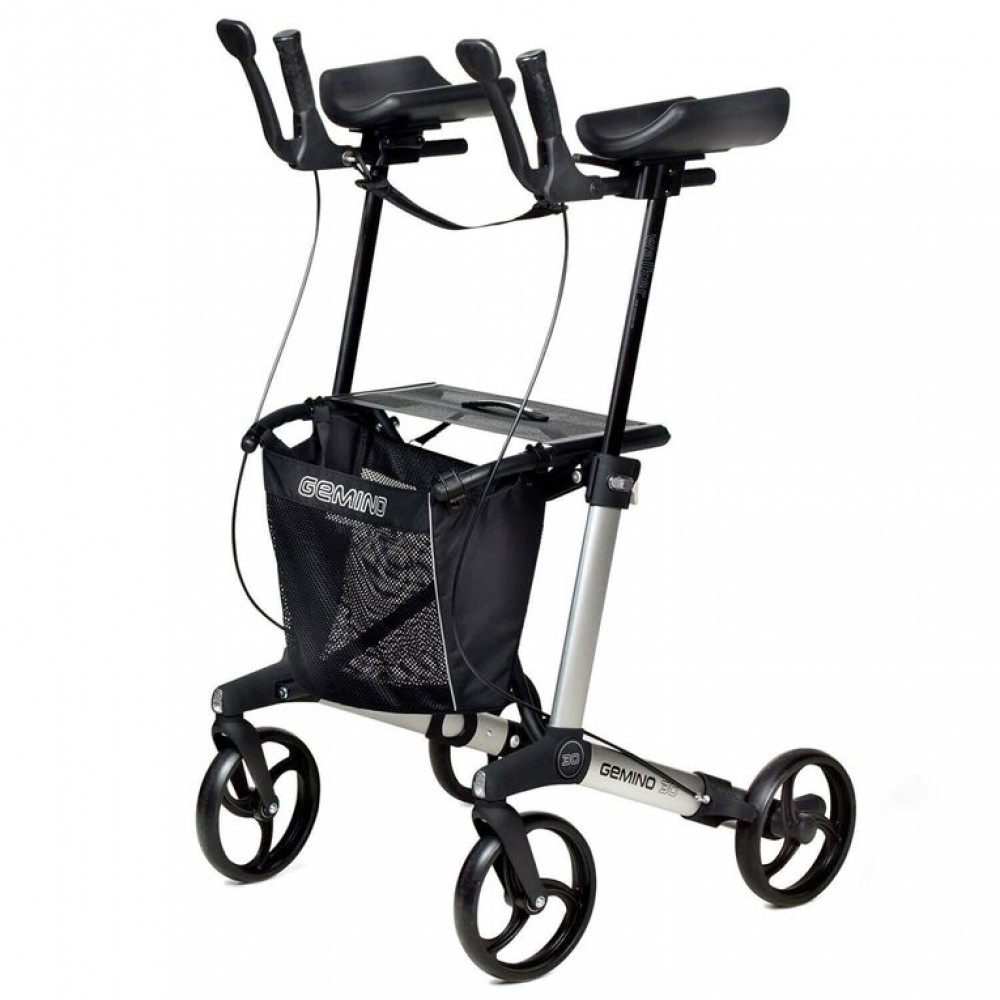 Gemino 30M Walker w/Arm Troughs, Grey